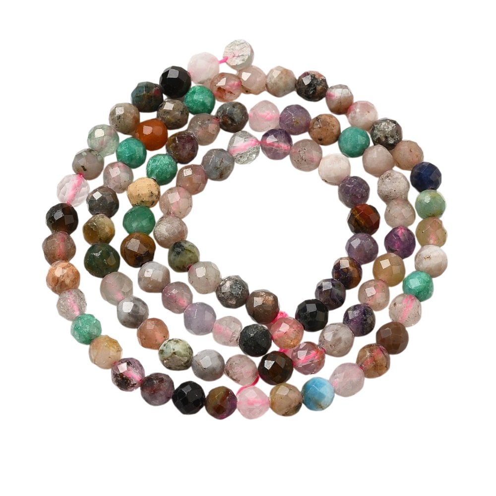 Mixed Gemstone Faceted Round Beads 4mm - 38cm String (Approx. 85pcs ...